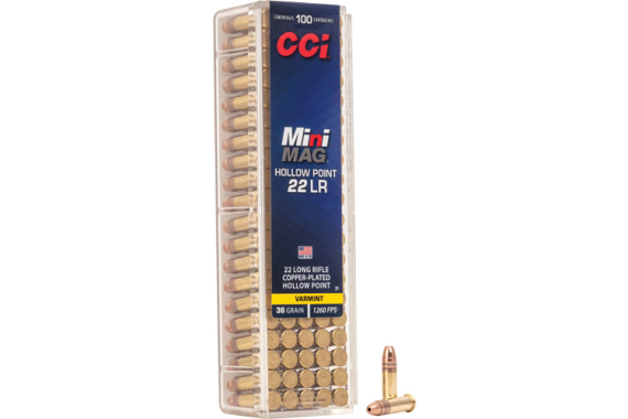 Cci Mini-mag 22lr 1260fps 36gr - 100rd 50bx-cs Lead Hp for S